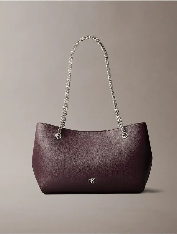 Calvin Klein Minimal Monogram Chain Shoulder Bag - Fudge
