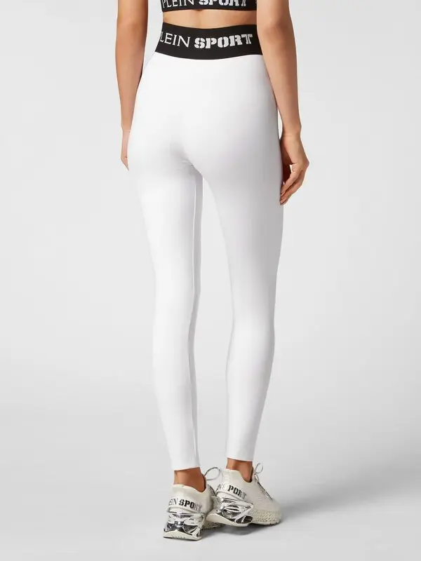 PLEIN SPORT High-waisted Skinny Leggings In Technical Fabric With Logo