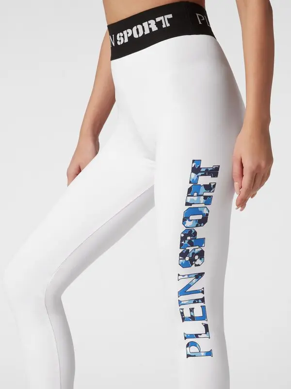 PLEIN SPORT High-waisted Skinny Leggings In Technical Fabric With Logo
