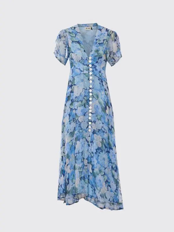 Rixo Novara Floral-print Viscose Midi Chemisier Dress - Blue