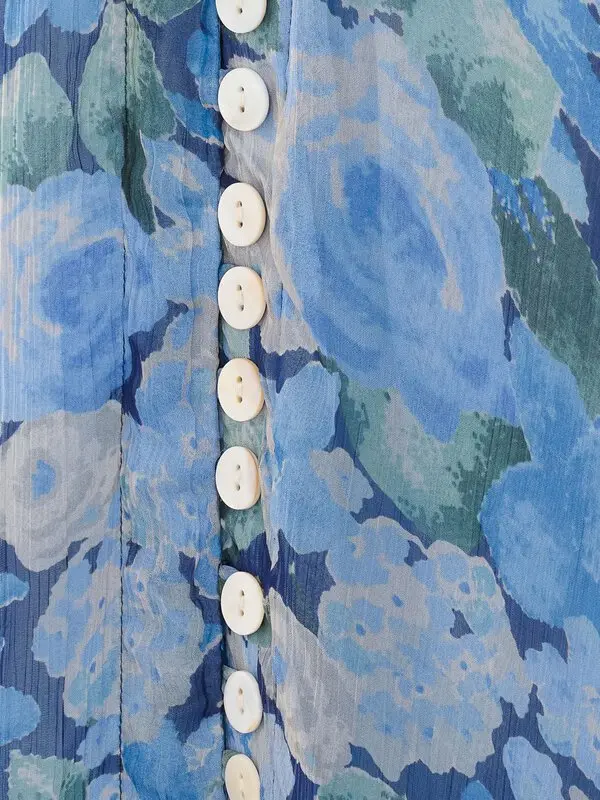 Rixo Novara Floral-print Viscose Midi Chemisier Dress - Blue