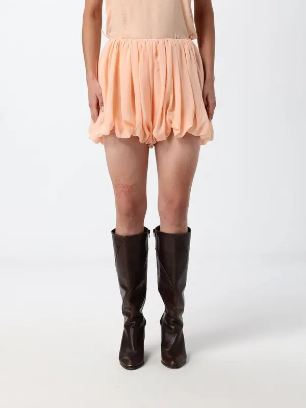 Chloé Pleated Silk Mini Skirt With Mid-rise Waist And Back Slit