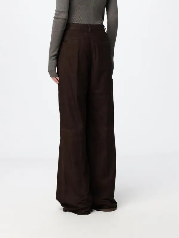 Rick Owens High-waisted Suede Calf Leather Flared Trousers