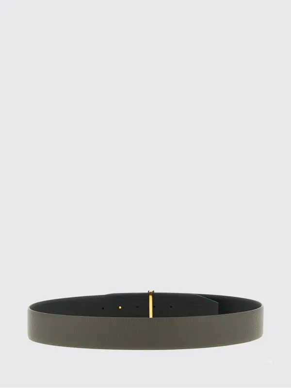 TOM FORD T Icon Reversible Hammered Leather Belt With Monogram Buckle - Multicolor