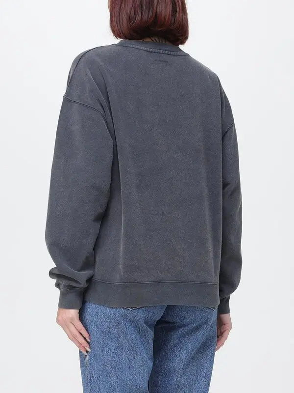 ANINE BING Cotton Crewneck Sweatshirt With Contrast Graphic Print