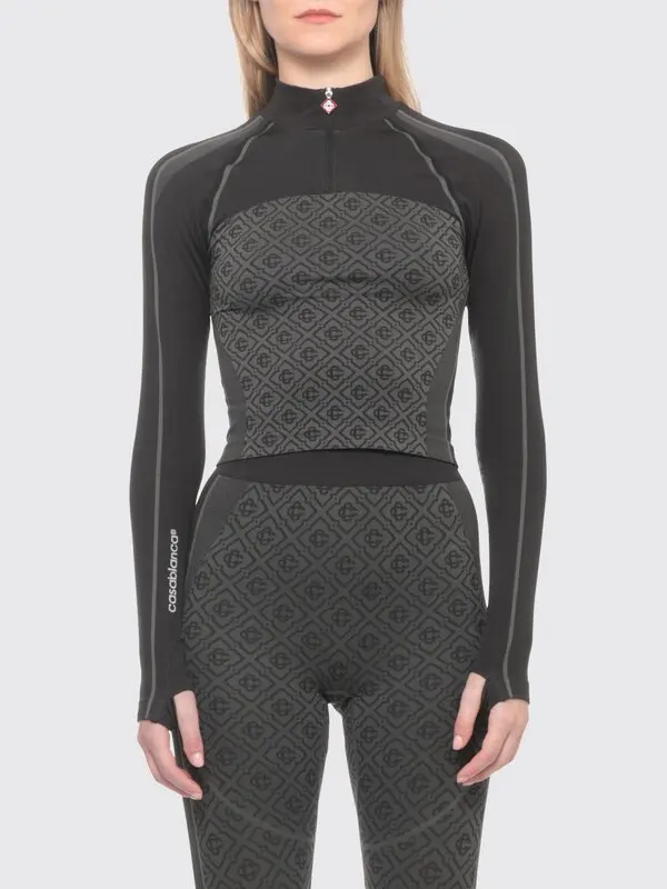 Casablanca Slim Fit Long-sleeve Sports Top With Mock Neck And Half-zip