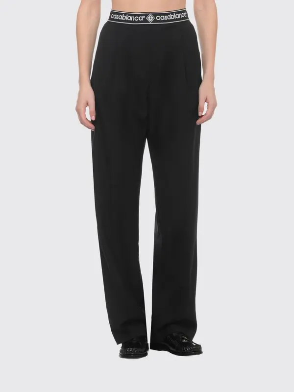 Casablanca High-waisted Palazzo Trousers In Organic Cotton