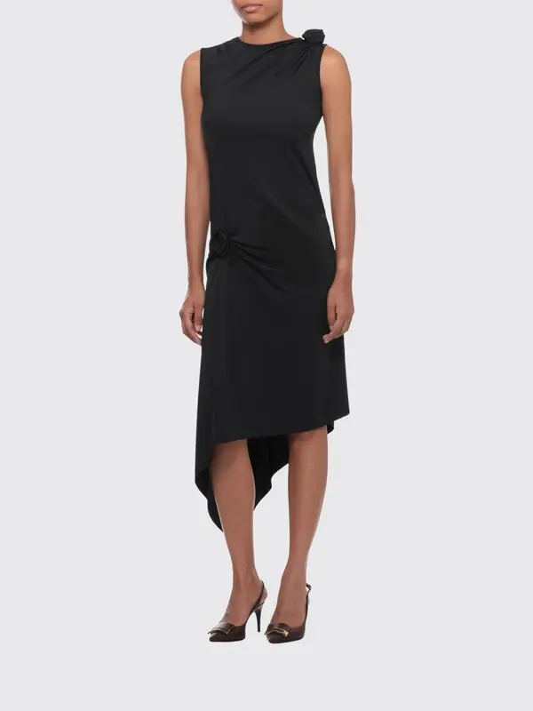 Coperni Asymmetric Off-the-shoulder Jersey Midi Dress With Flower Detail