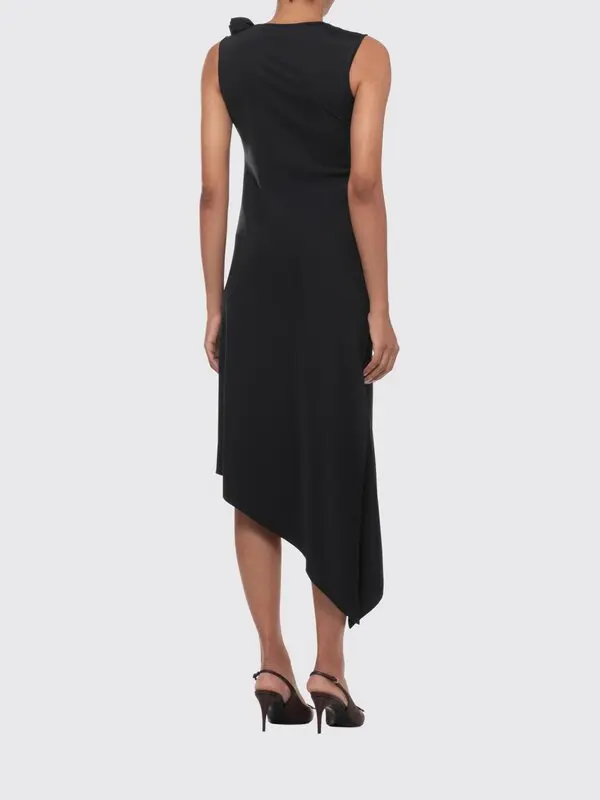Coperni Asymmetric Off-the-shoulder Jersey Midi Dress With Flower Detail