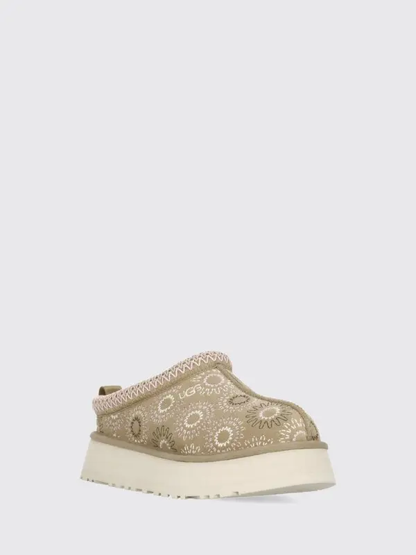 UGG Tazz Sun Stitch Suede Mules With Embroidery And Eva Sole - Beige