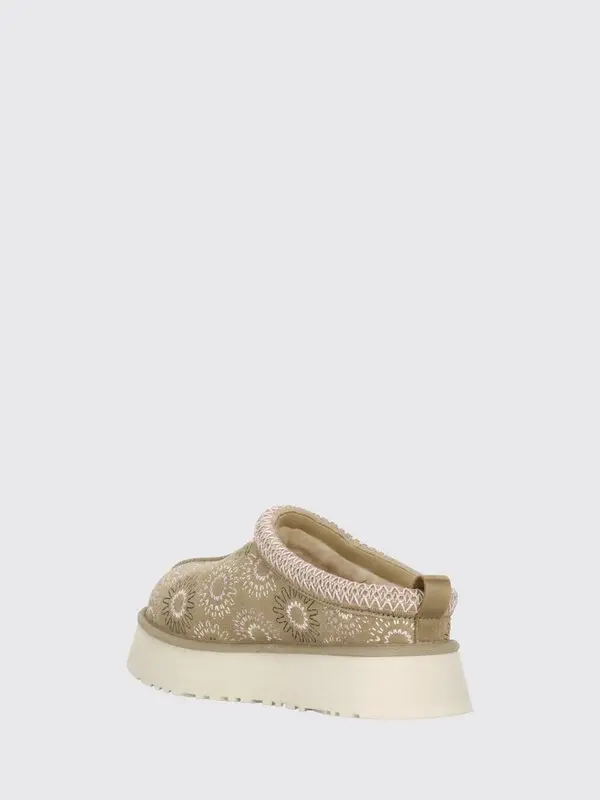 UGG Tazz Sun Stitch Suede Mules With Embroidery And Eva Sole - Beige