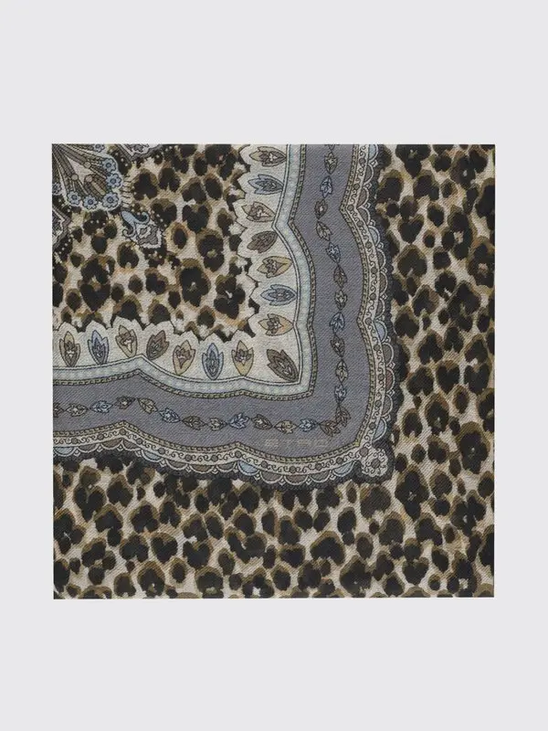 Etro Animal Print Wool, Cashmere And Silk Blend Scarf With Fringes
