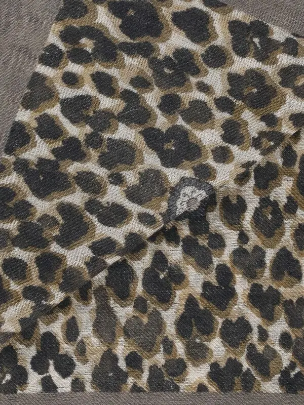 Etro Animal Print Wool, Cashmere And Silk Blend Scarf With Fringes