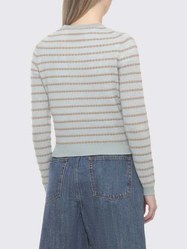 Guest In Residence Striped Crewneck Cardigan In Pure Cashmere With Buttons