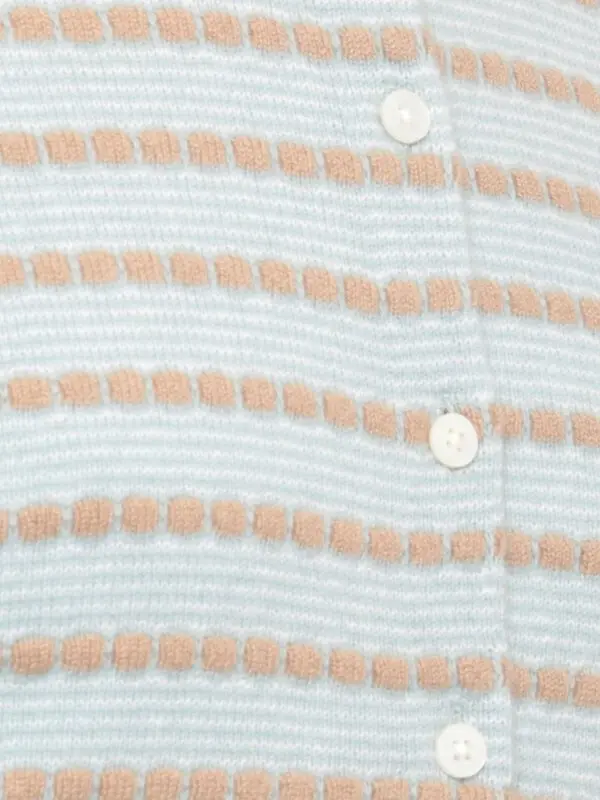 Guest In Residence Striped Crewneck Cardigan In Pure Cashmere With Buttons