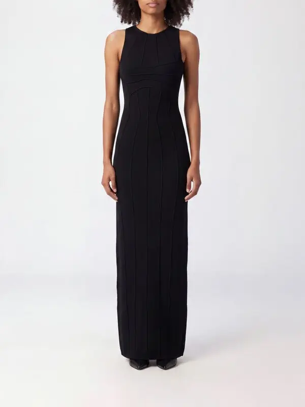 Attico Off-the-shoulder Slim Fit Jersey Sheath Midi Dress