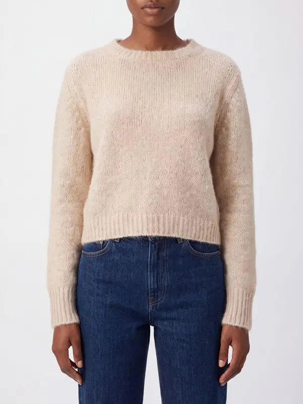 Avant Toi Cashmere And Silk Abstract Pattern Crewneck Jumper - Beige