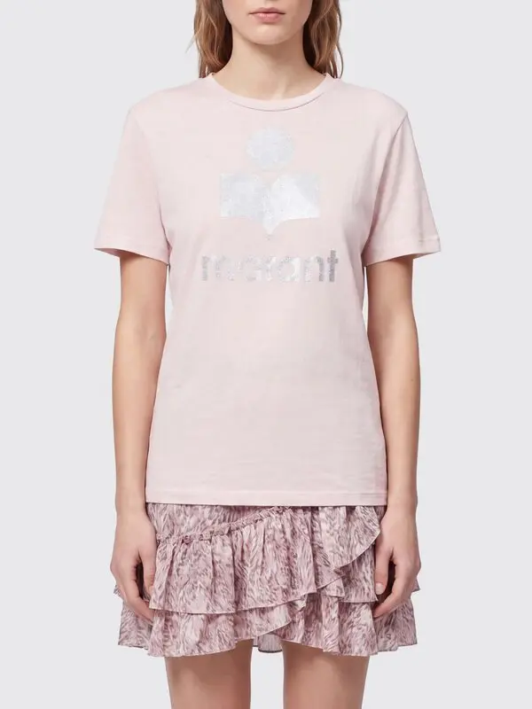 Isabel Marant Étoile Slim Fit Cotton T-shirt With Printed Logo - Pink