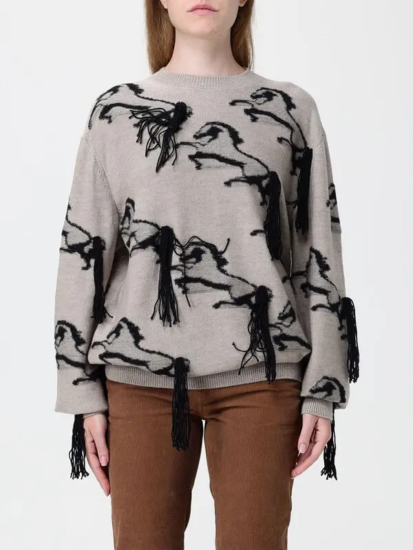 Stella McCartney Virgin Wool Crewneck Jumper With Fringes And Embroidery