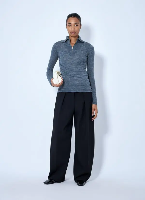JIL SANDER Long Sleeve Quarter-zip Top - Gray