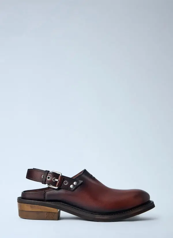 Miu Miu Foule Leather Mules - Brown