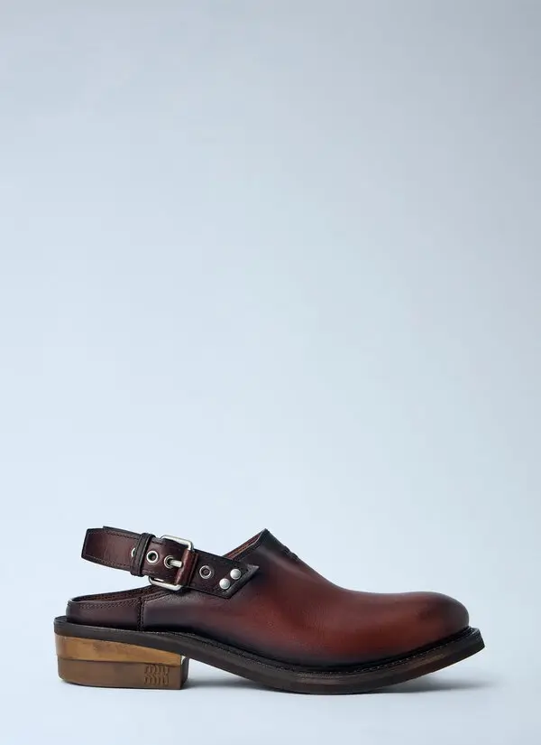 Miu Miu Foule Leather Mules - Brown