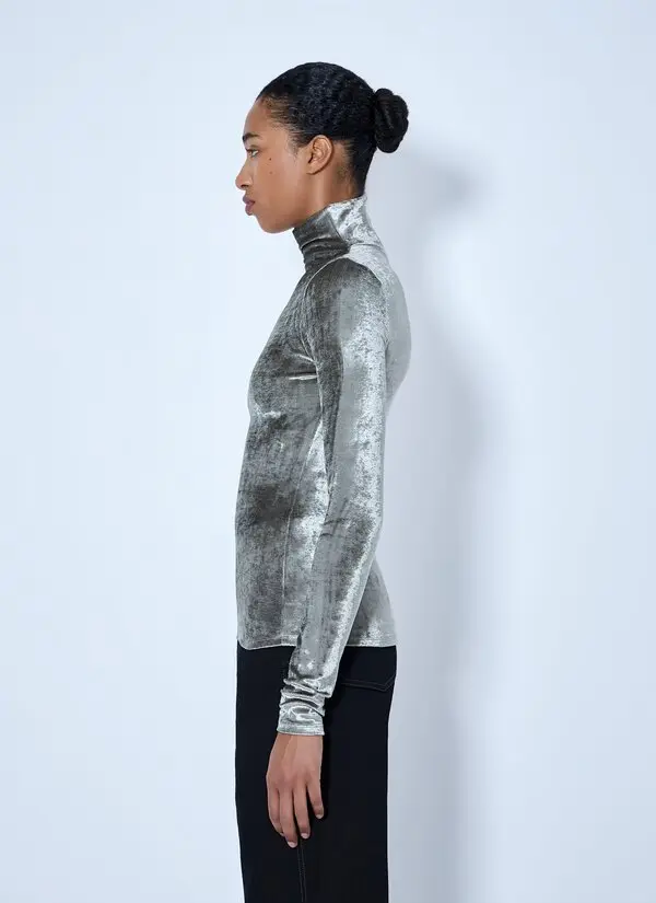 LEMAIRE Fitted High Neck Top - Silver