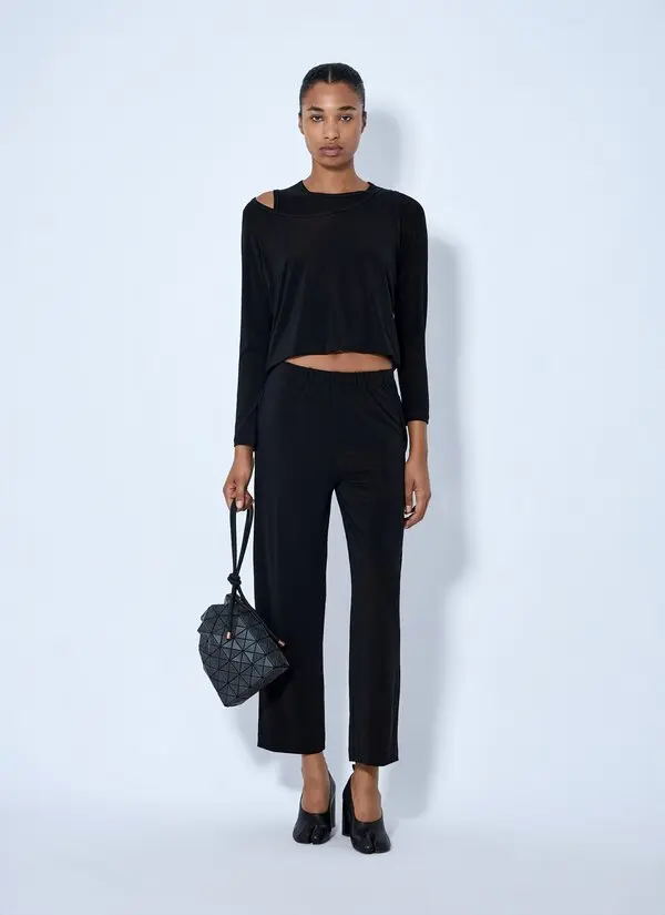 Issey Miyake Long Sleeve Cropped Top