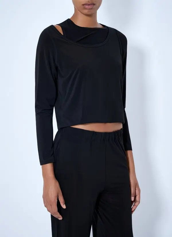 Issey Miyake Long Sleeve Cropped Top