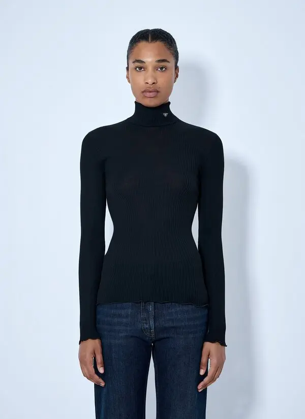 Prada Ribbed Turtleneck Top