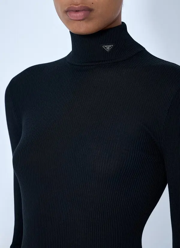 Prada Ribbed Turtleneck Top