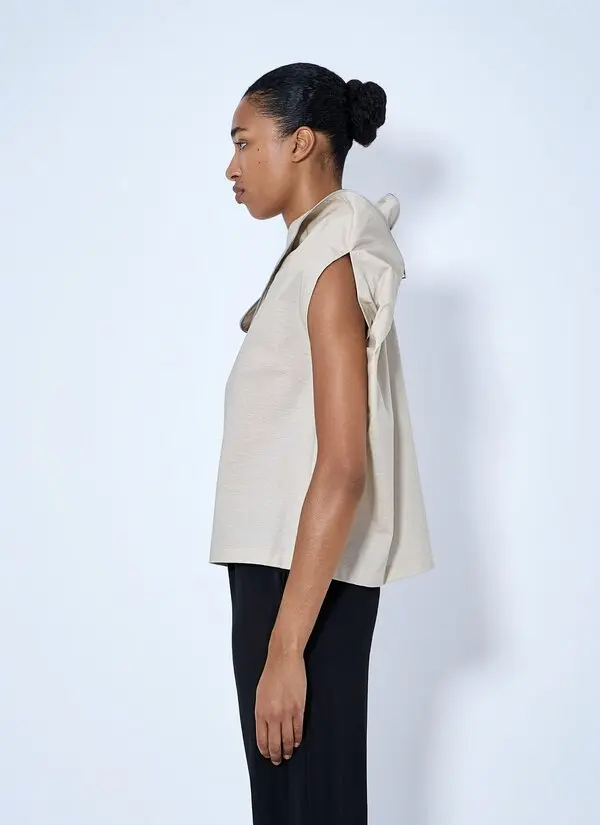 Issey Miyake Asymmetric Zip Top - Cream