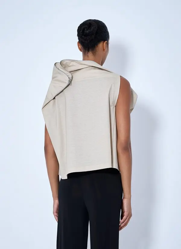 Issey Miyake Asymmetric Zip Top - Cream