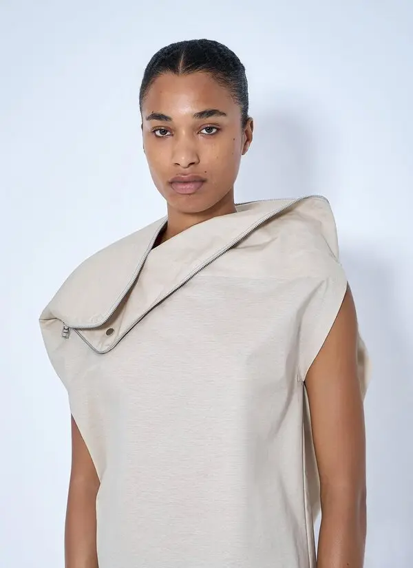 Issey Miyake Asymmetric Zip Top - Cream