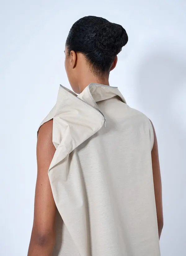 Issey Miyake Asymmetric Zip Top - Cream