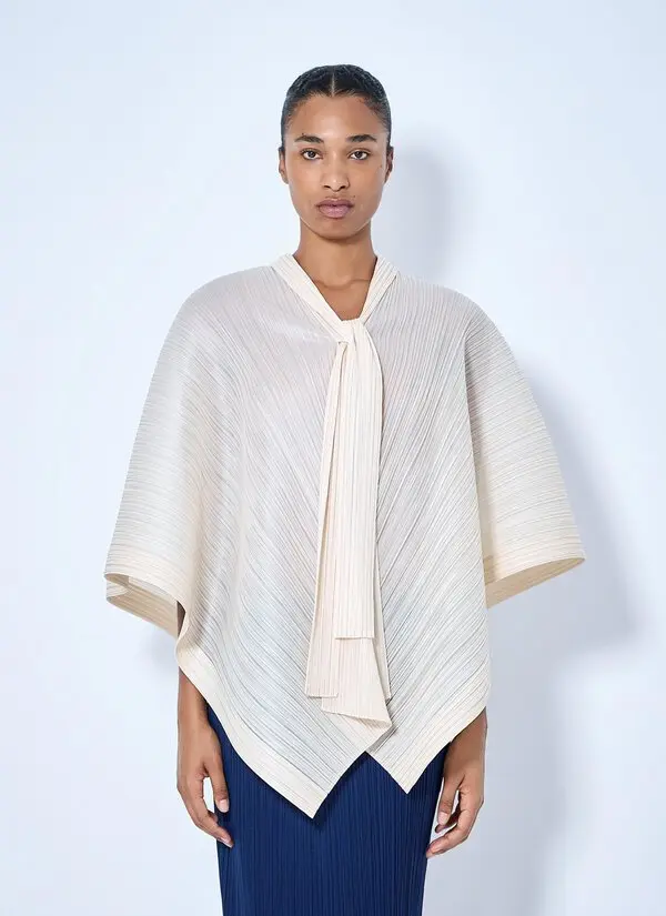 Issey Miyake Pleated Cape Blouse - Cream