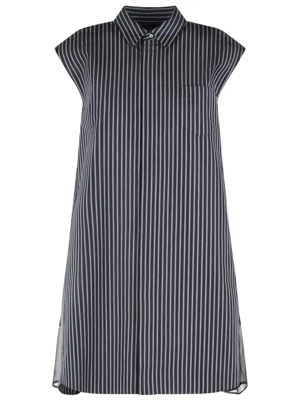Sacai Navy Cotton Blend Dress - Blue