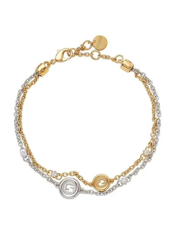 Fendi Bracelet 'ever Round Stud' In Metallic Bronze For
