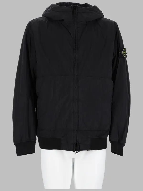 Stone Island Giacca Bomber Con Patch Logo E Cappuccio
