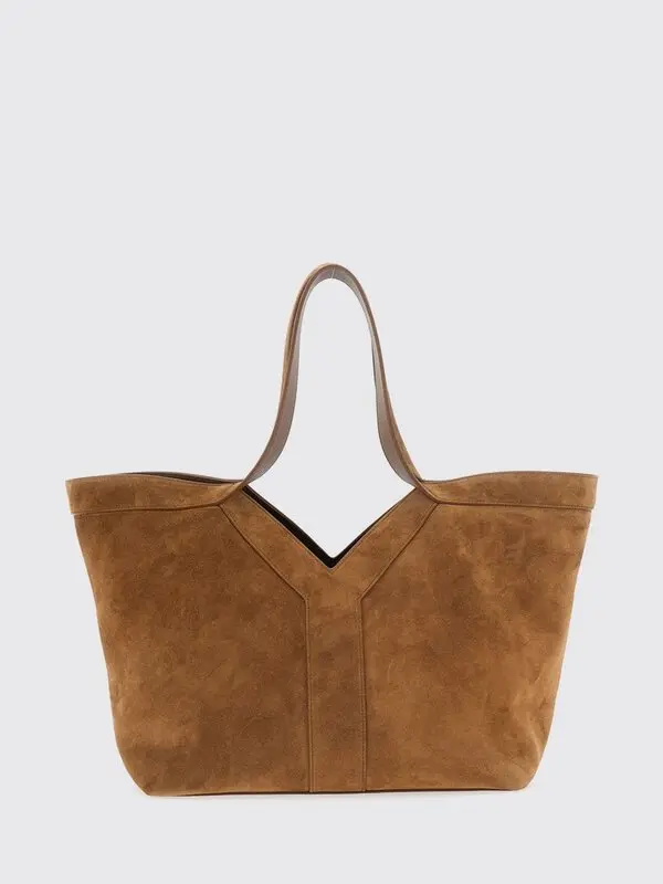 Saint Laurent Y Shoulder Bag In Suede Calfskin Leather - Brown