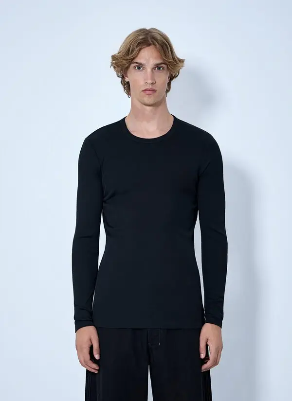 LEMAIRE Long Sleeve Ribbed Tee - Black