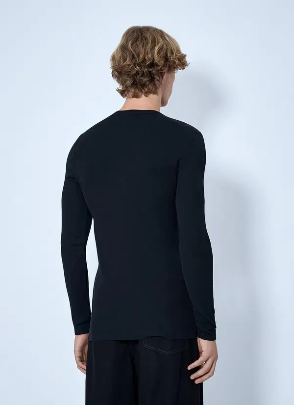 LEMAIRE Long Sleeve Ribbed Tee - Black