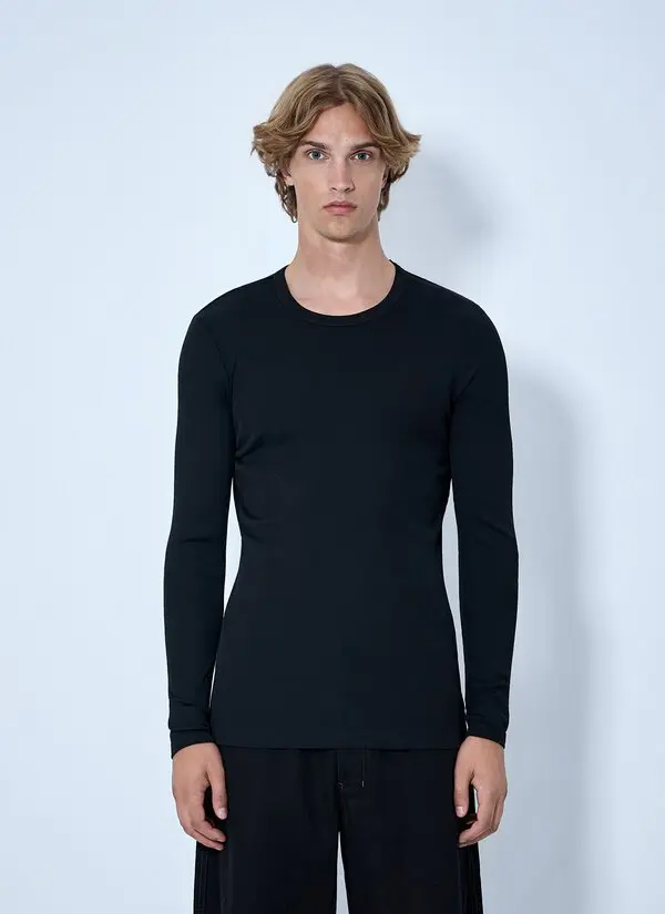 LEMAIRE Long Sleeve Ribbed Tee - Black