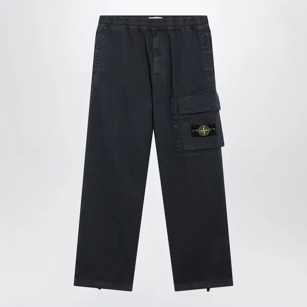 Stone Island Navy Cotton Jogger Pants - Blue