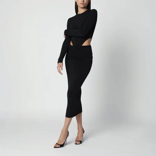 Andamane Midi Dress With Waist Cut-out Detail - Black