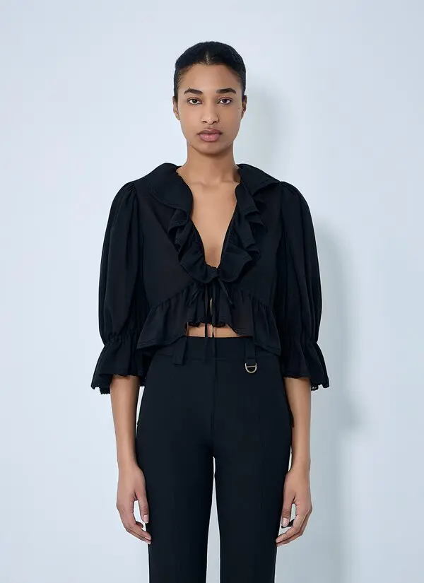 Chloé Ruffled-detail Top - Black