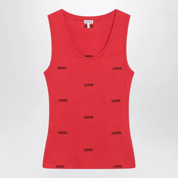 Loewe Ribbed Cotton Tank Top With Logo Embroidery