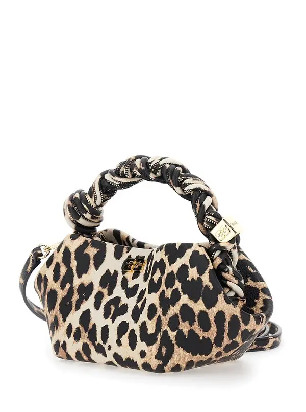 GANNI Bou Leopard Motif Fabric Handbag - Multicolor
