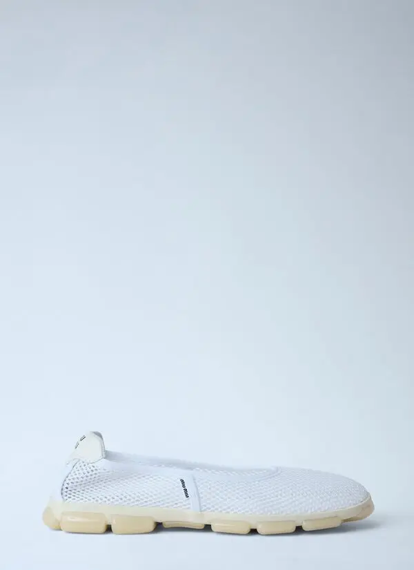 Miu Miu Mesh Slip-on Flats - White