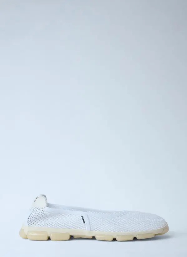Miu Miu Mesh Slip-on Flats - White